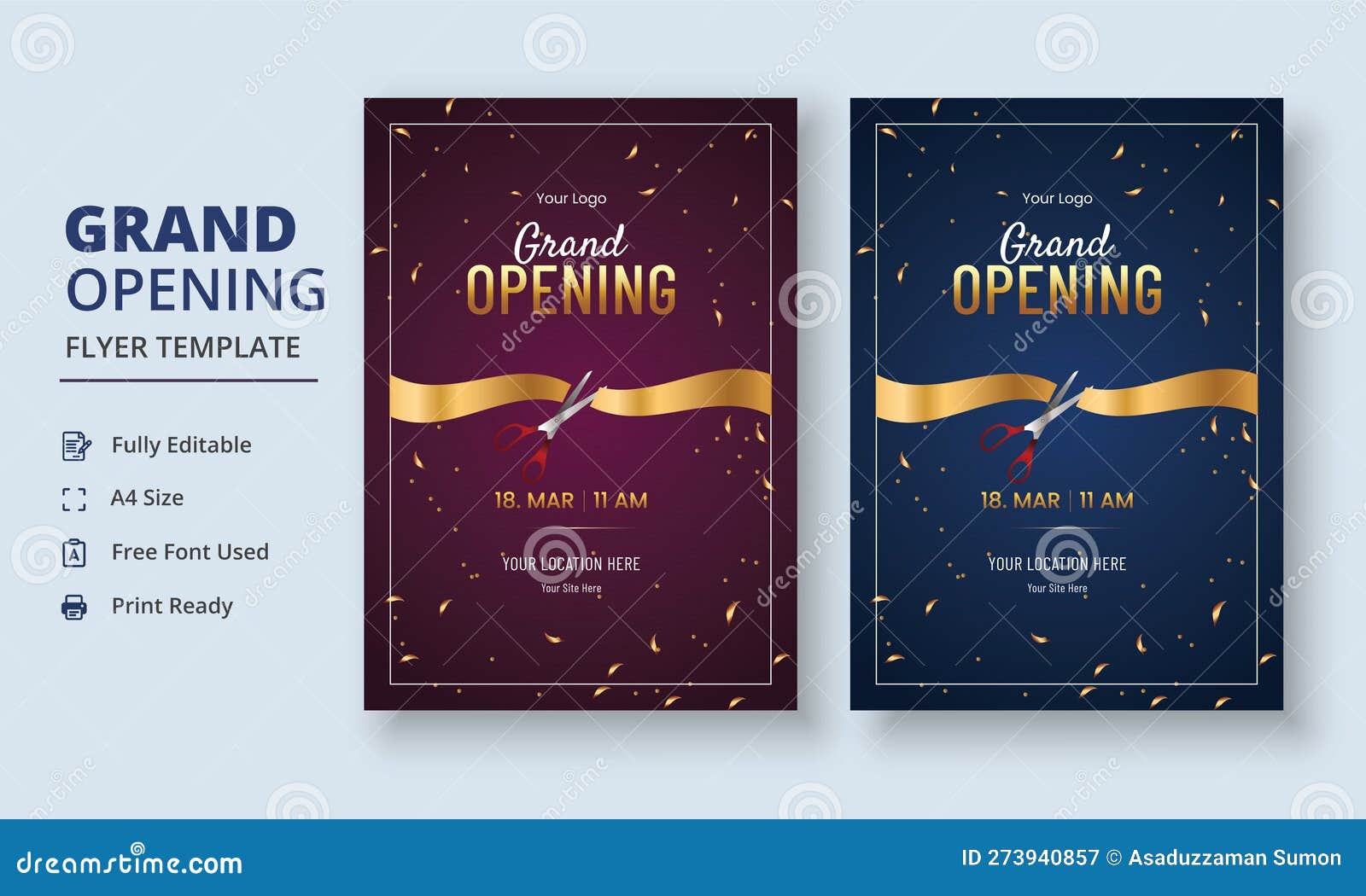 Grand Opening Flyer Template, Realistic Grand Opening Invitation ...