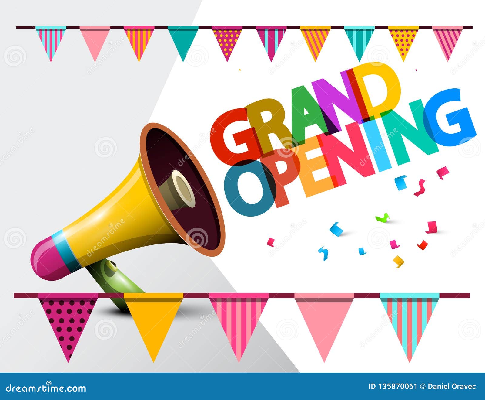 Grand Opening Megaphone Vector Illustration Stock Vector - Illustration ...