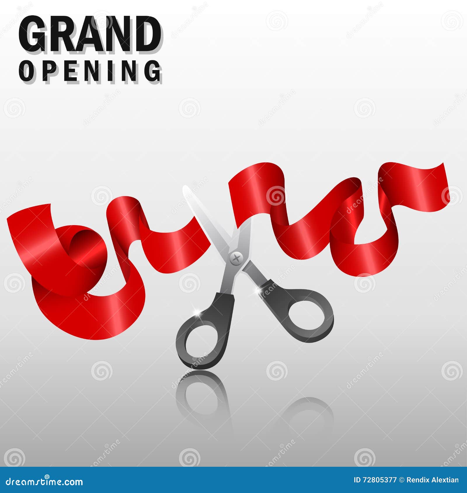 Grand Opening with Red Ribbon and Scissors Stock Vector - Illustration ...