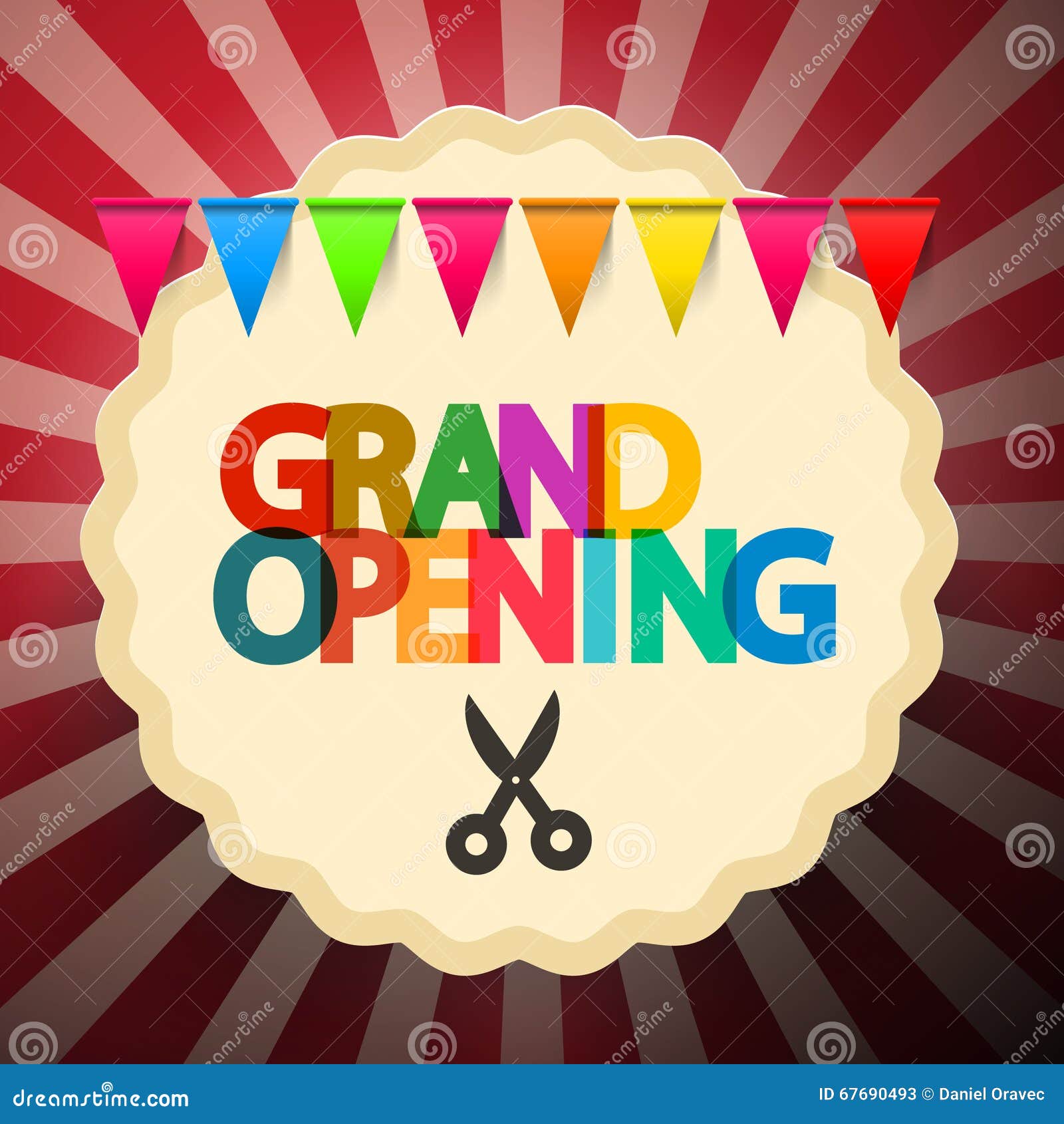 Grand Opening Retro Vector Illustration with Scissors Stock Vector ...