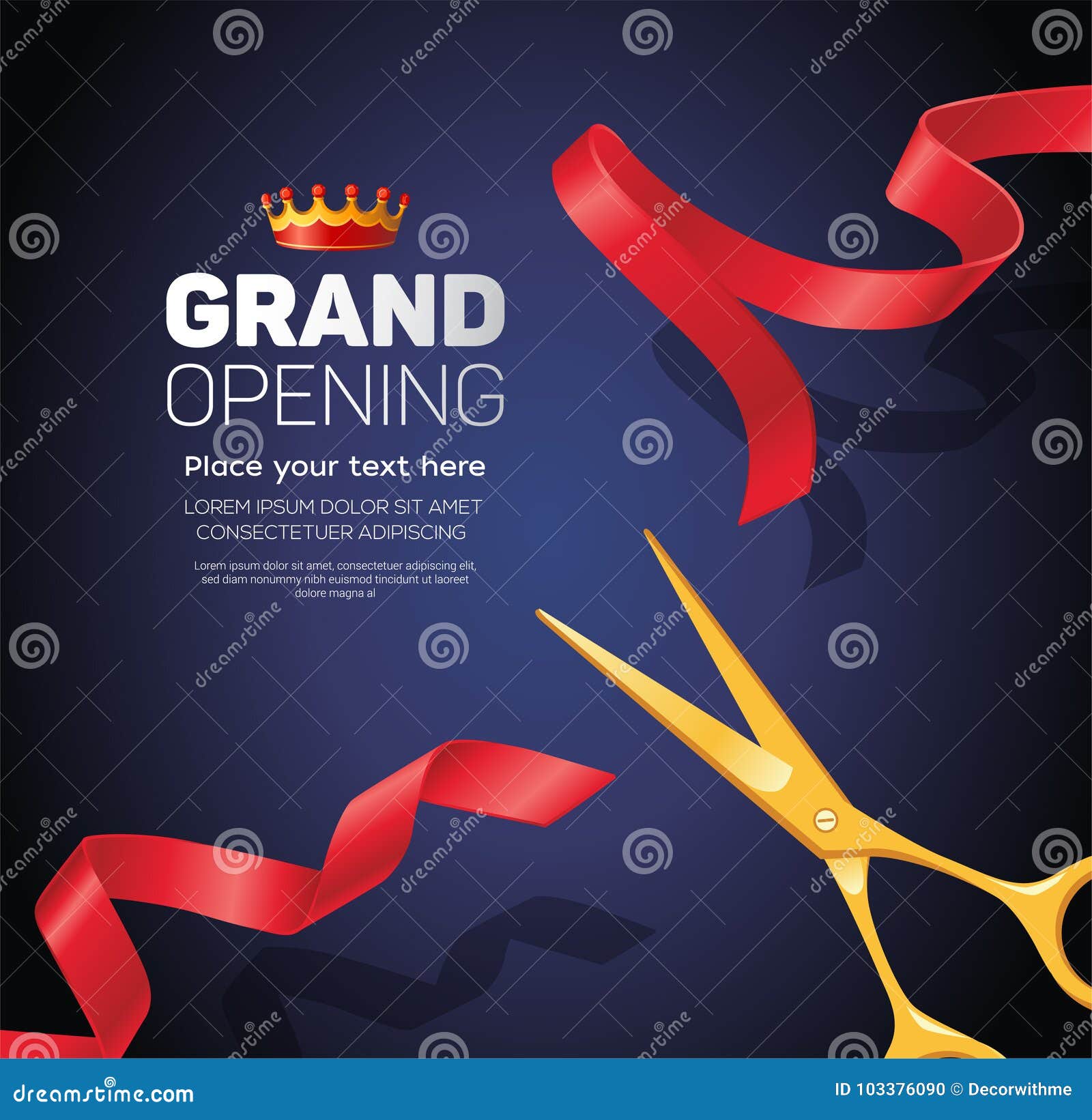Grand Opening Template - Modern Vector Illustration on Blue Background ... Grand Opening Template - Modern Vector Illustration on Blue Background ...