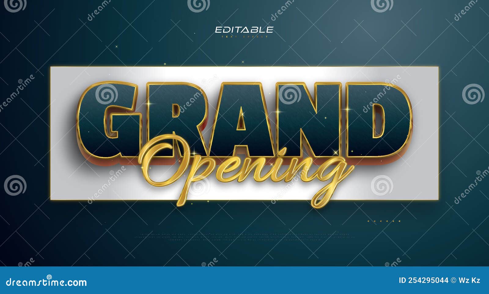Grand Opening Text Style in Blue and Gold Effect Stock Vector ...