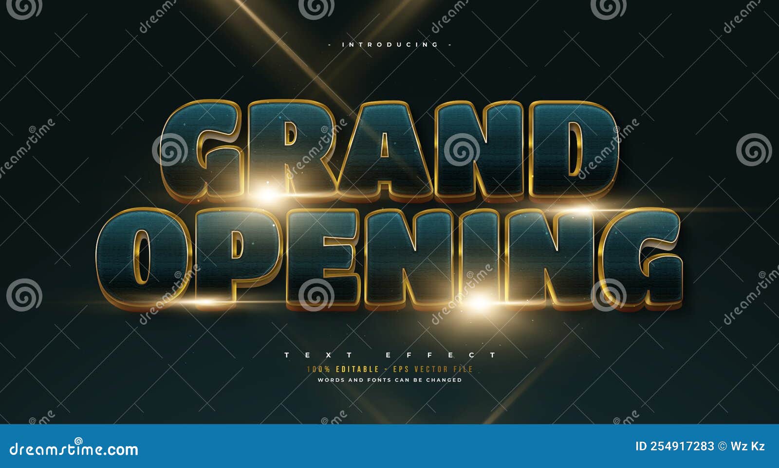 Grand Opening Text Style in Luxury Blue and Gold with Texture Effect ...
