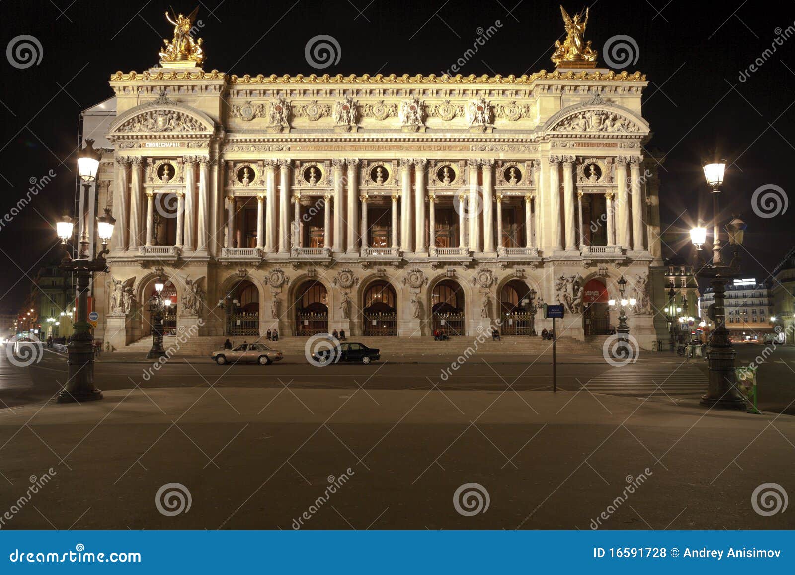 The Grand Opera at Night, Paris Stock Photo - Image of gold, music ...