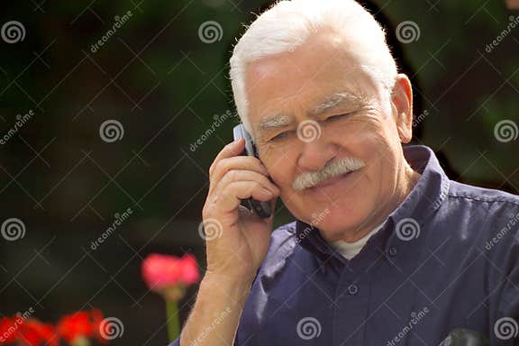 Grand pa and cellphone stock image. Image of technology - 41331