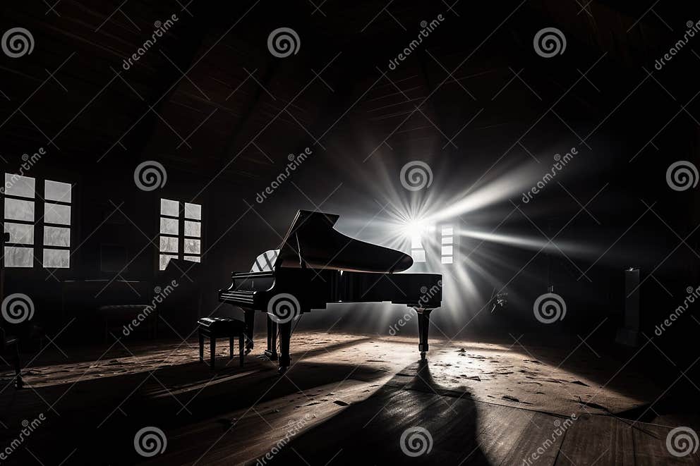 Grand Piano Keys with a Single Dramatic Spotlight Stock Illustration ...