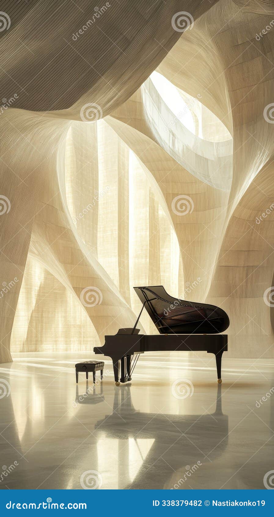 Grand Piano in Modern Architectural Setting with Warm Lighting Stock ...