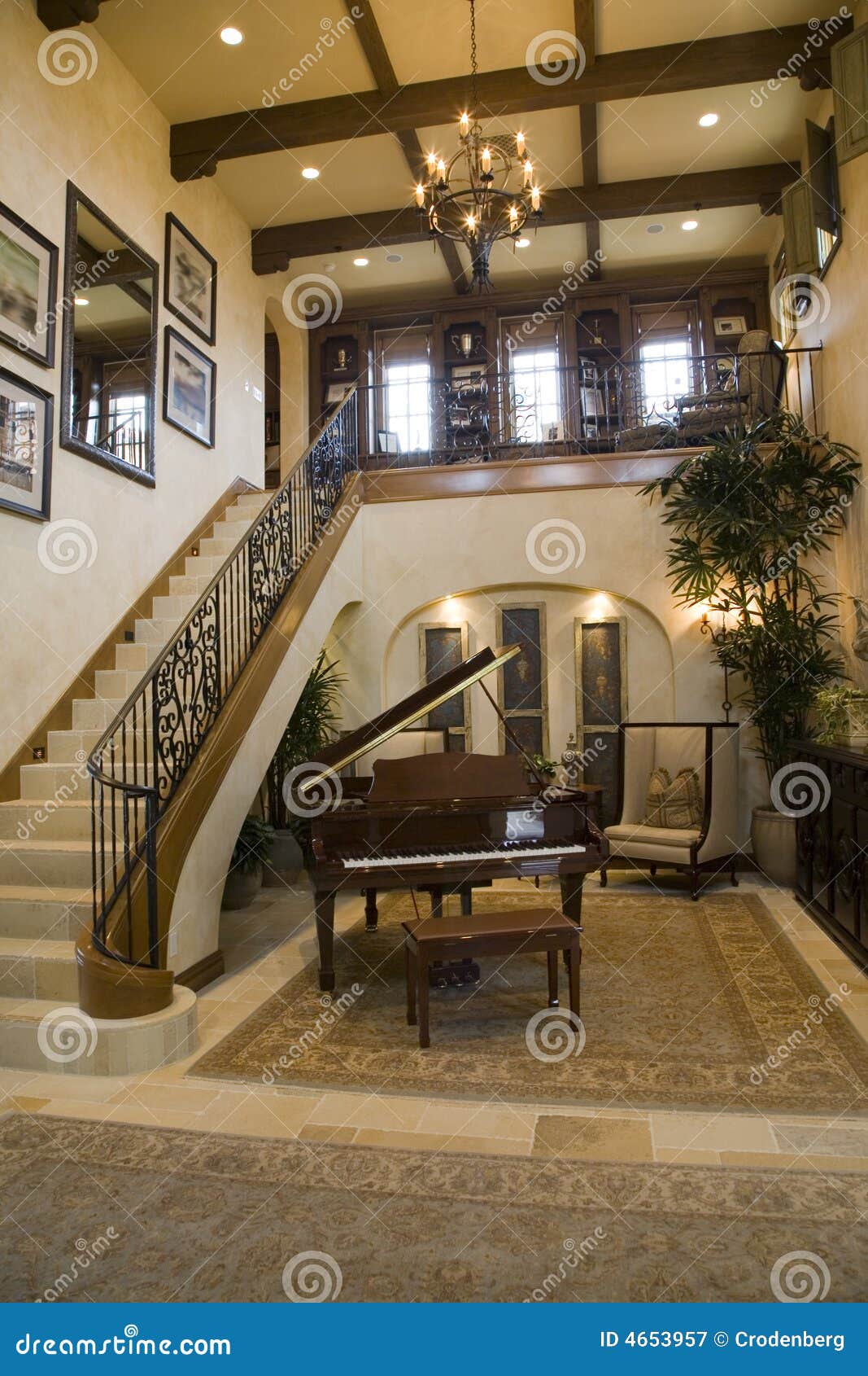 Grand piano and stairs. stock image. Image of district - 4653957