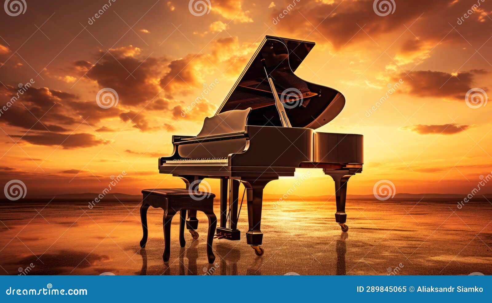Grand Piano on Sunset Sky Background Stock Image - Image of keyboard ...