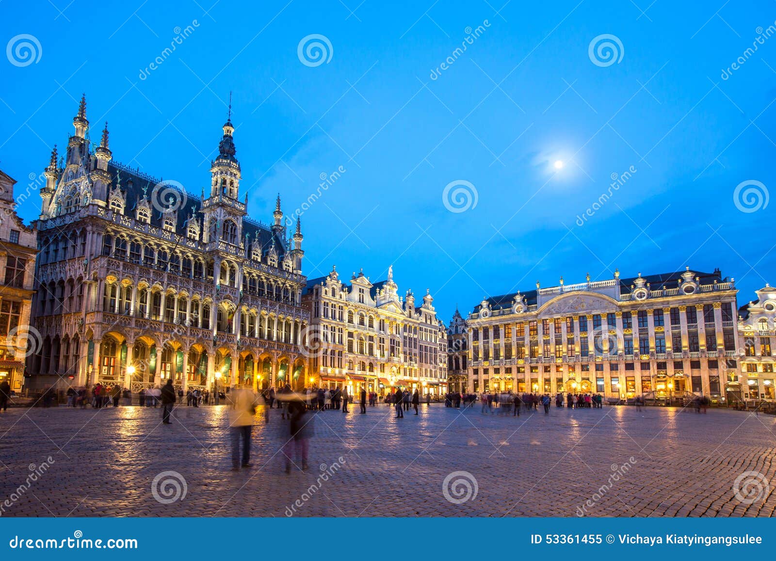 Grand Place Brussels, Belgium Stock Image - Image of pavement, night ...
