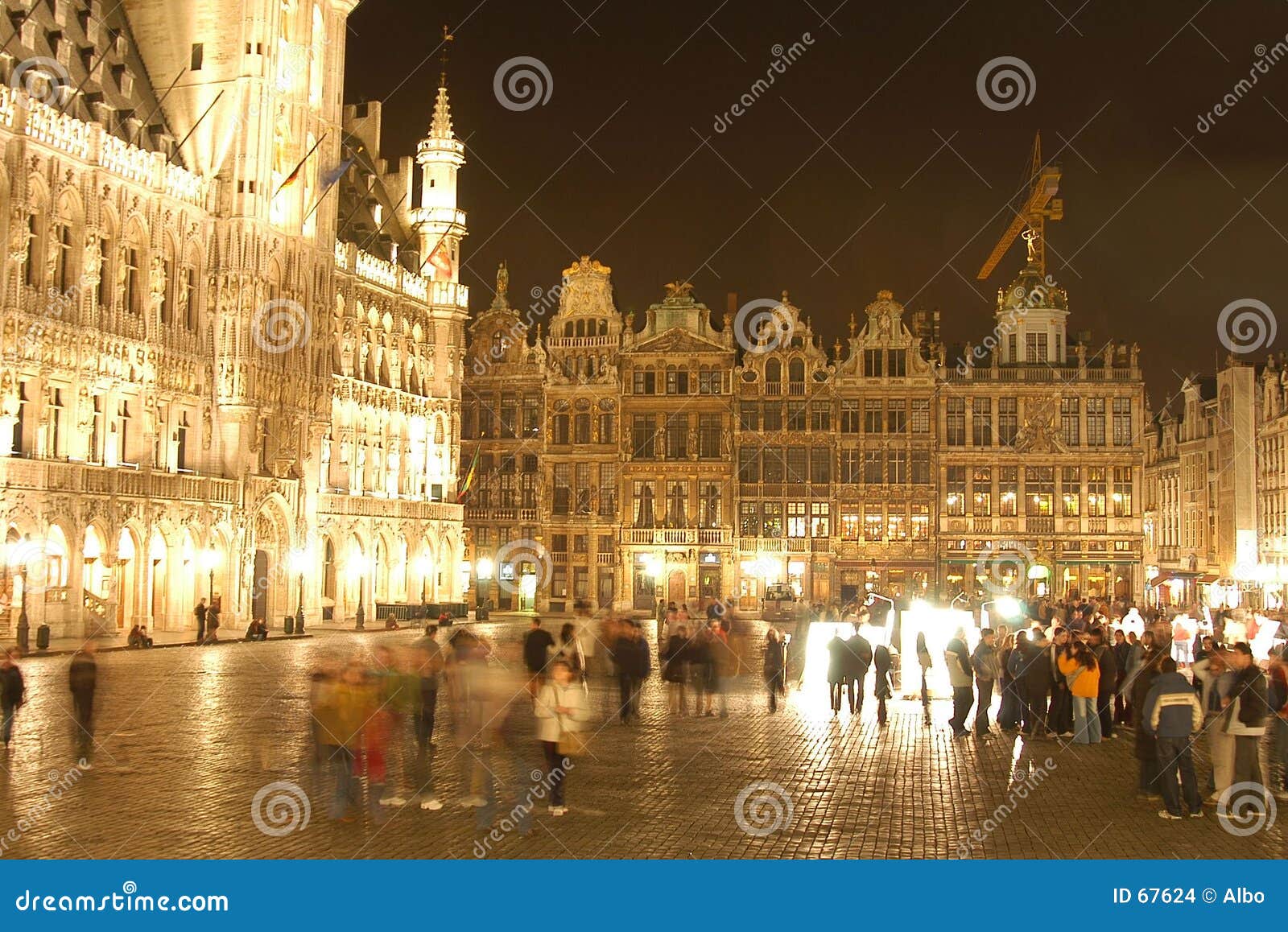 Grand Place by night stock photo. Image of light, dark, blur - 67624