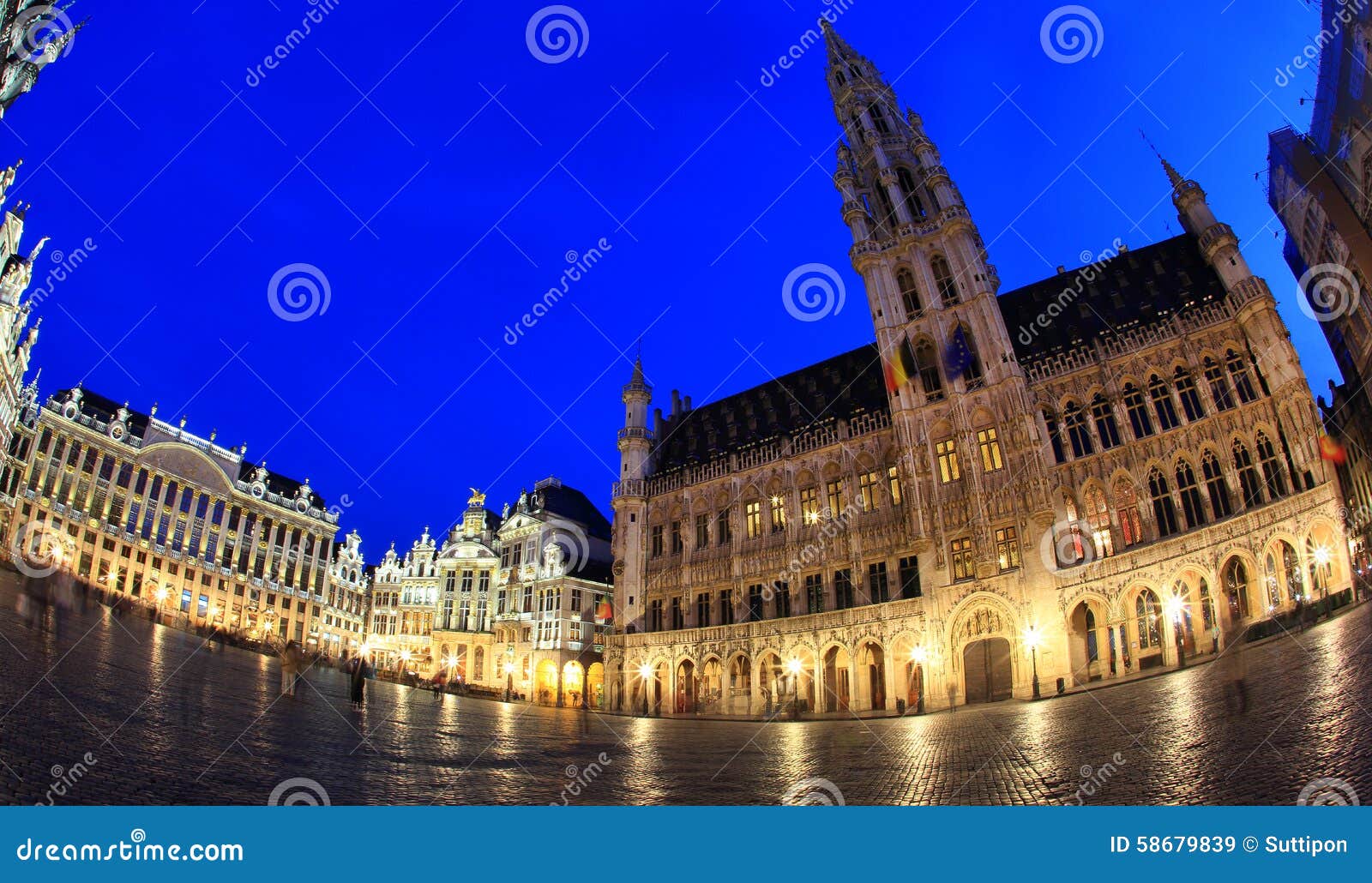 The Grand Place at Night in Brussel Stock Image - Image of gothic ...