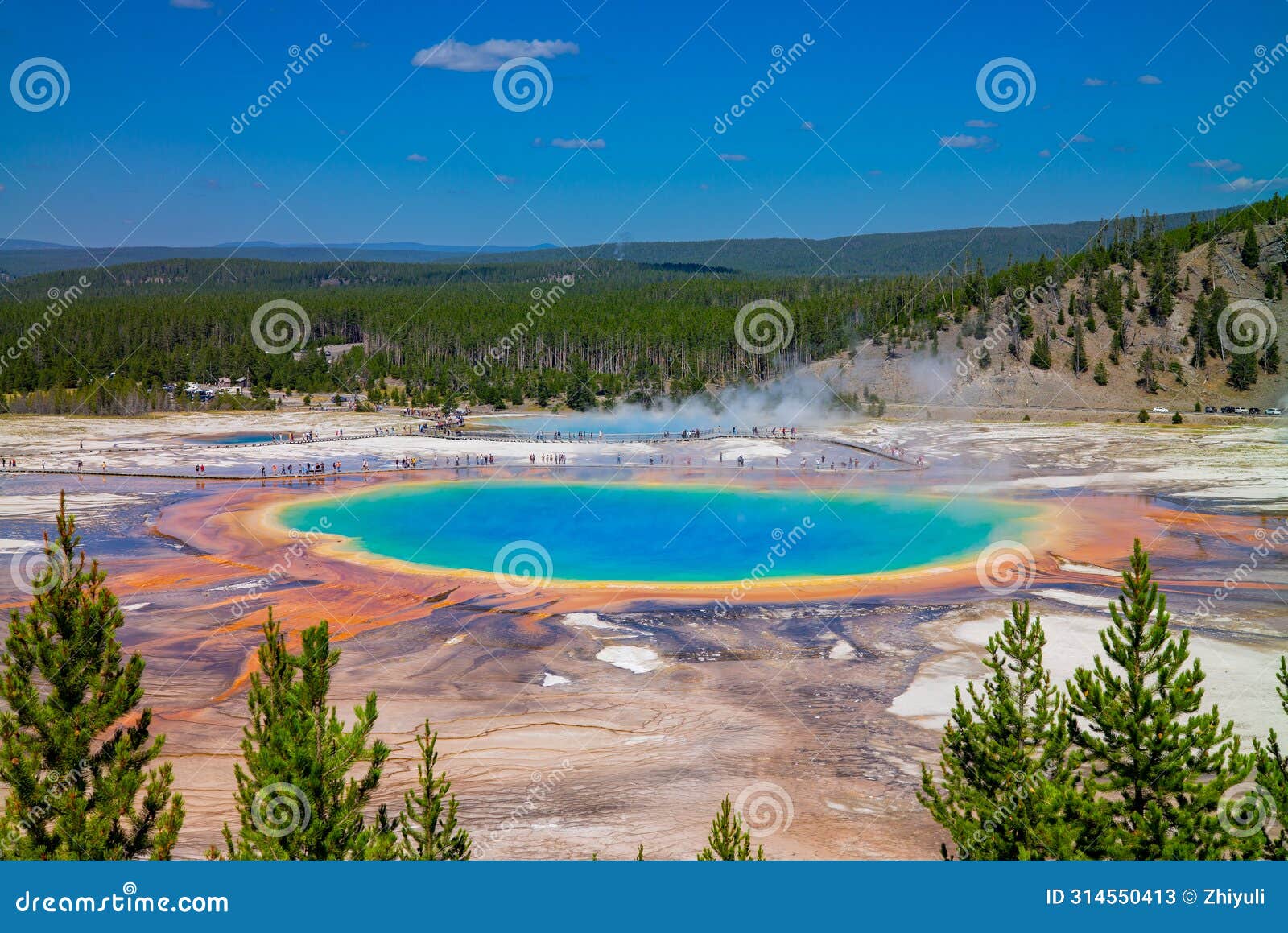 Grand Prismatic Spring Yellowstone Geyser Stock Image - Image of park ...