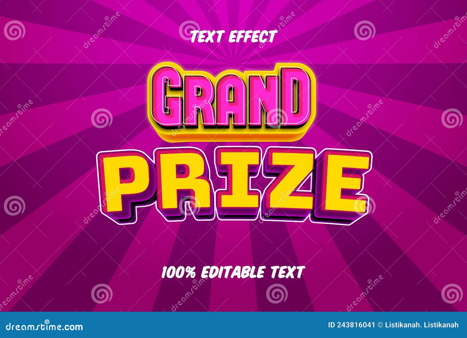 Grand Prize Editable Text Effect Stock Vector - Illustration of letters ...