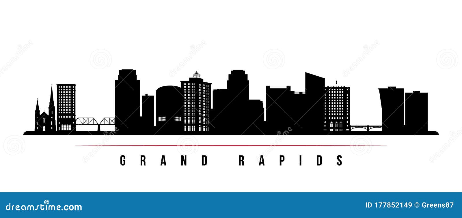 Grand Rapids Michigan City Skyline Silhouette Black Background Cartoon ... Grand Rapids Michigan City Skyline Silhouette Black Background Cartoon ...