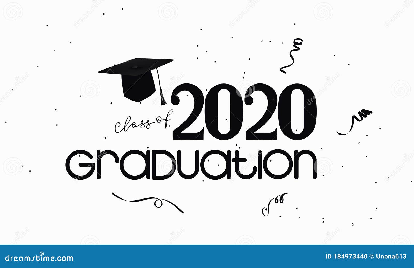 Graduation 2020 Party Poster in Black and White Style. Stock Vector ...