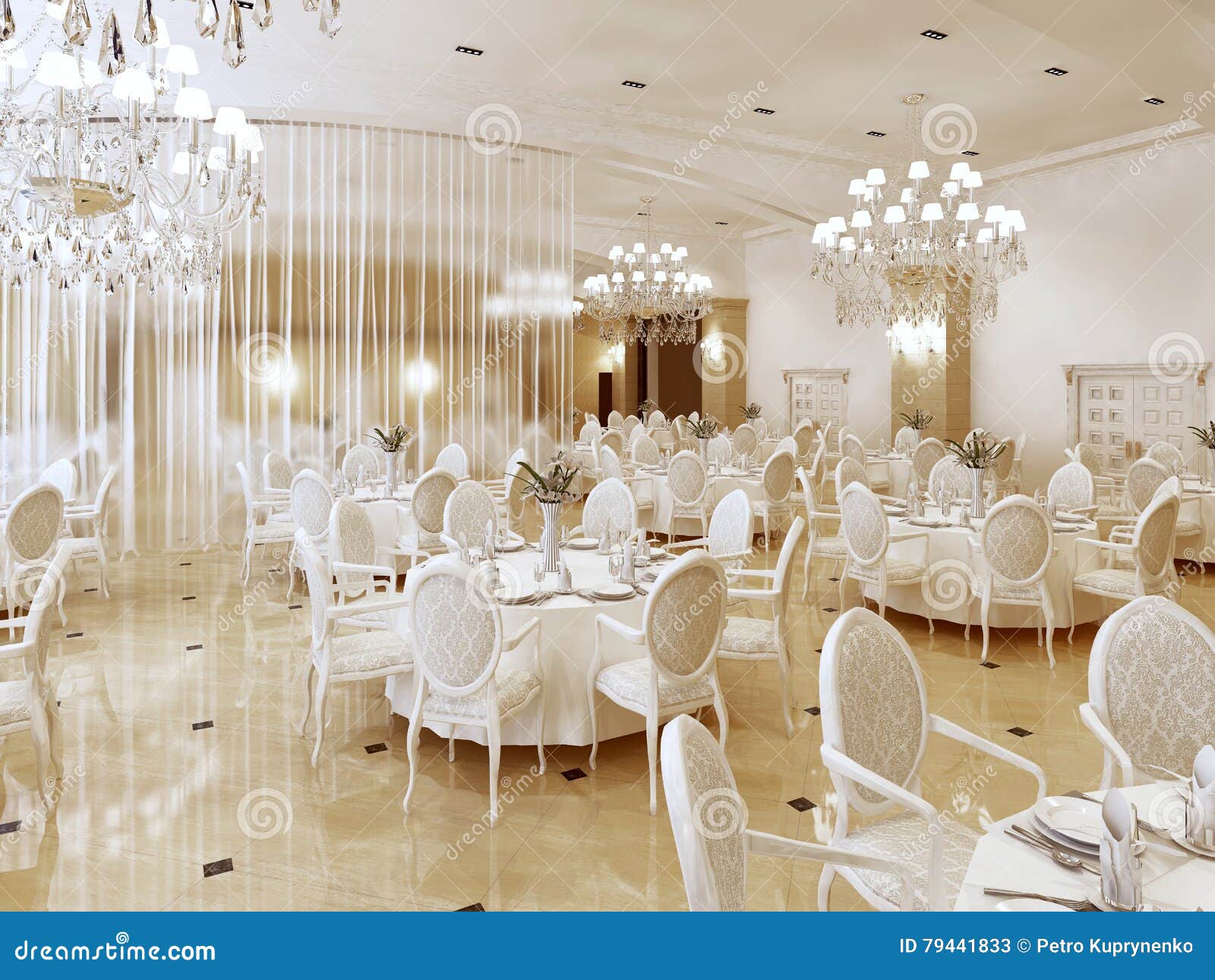 Grand Restaurant and a Ballroom in a Luxury Hotel. Stock Illustration ...