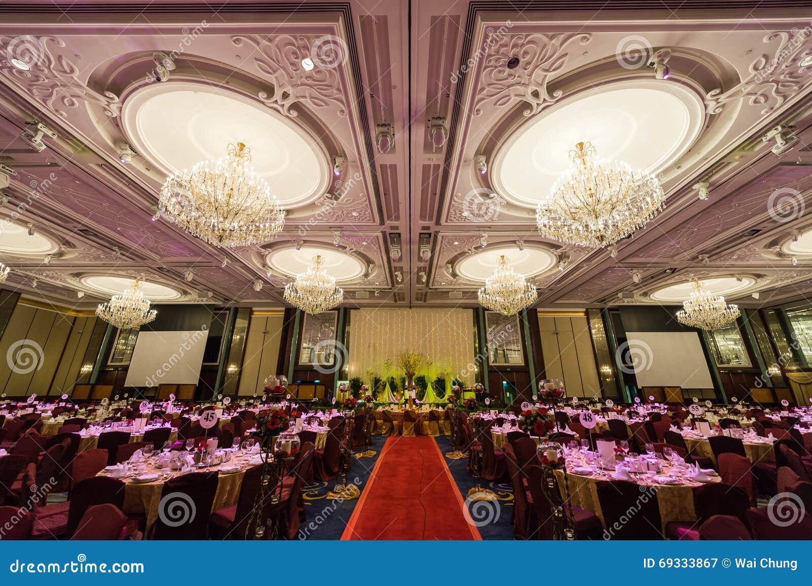 Grand Restaurant Interior and Table Setups Stock Image - Image of ...