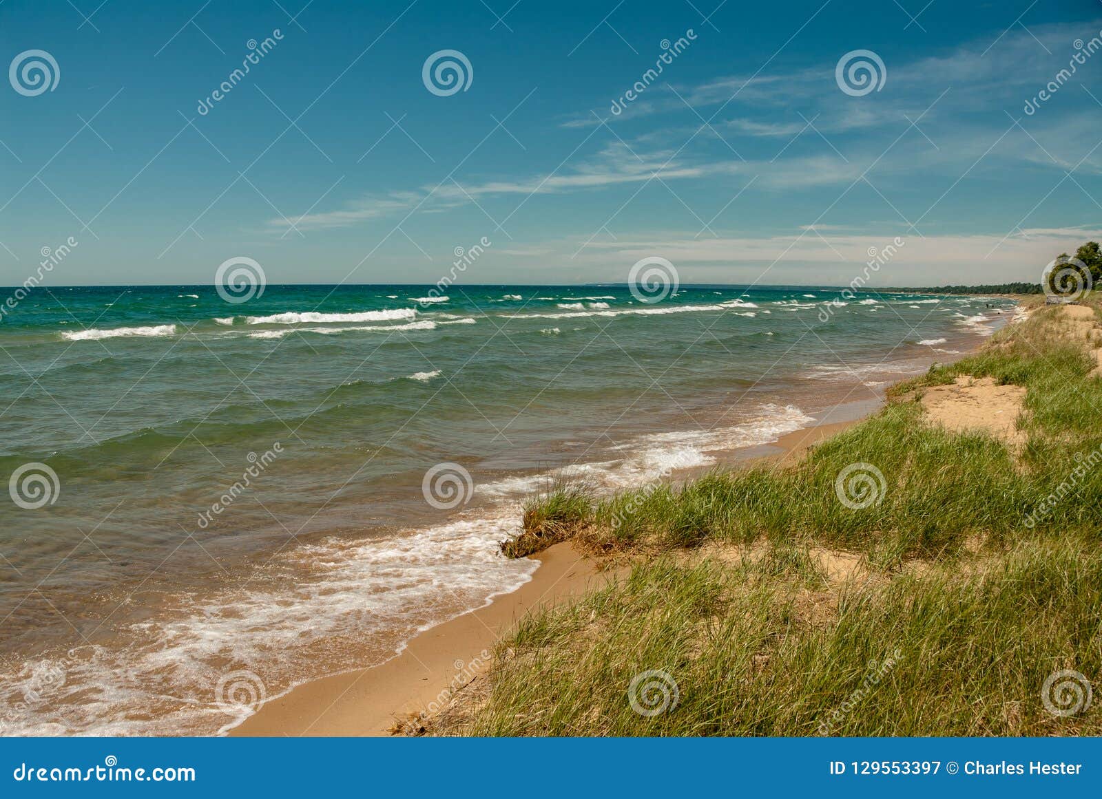 Grand Sable Dunes stock image. Image of upper, gold - 129553397
