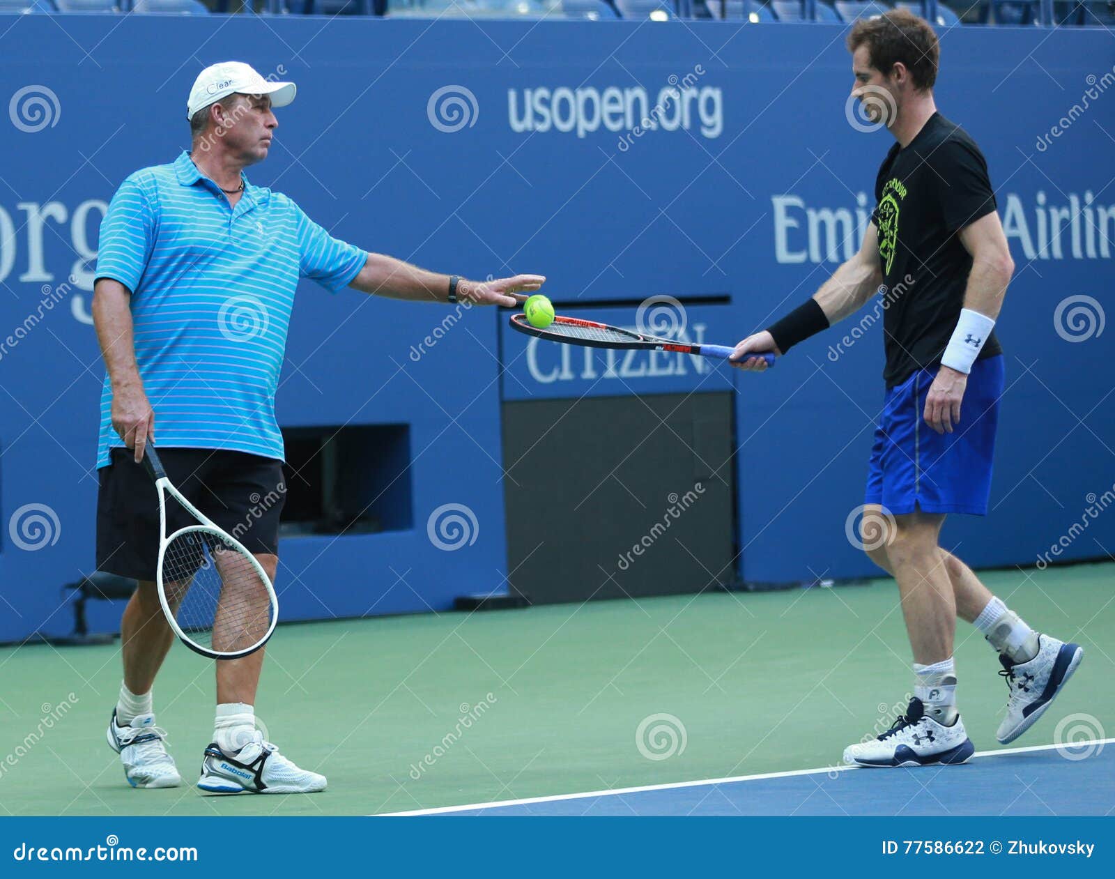 Grand Slam Champion Andy Murray (R) Practices with His Coach Grand Slam ... Grand Slam Champion Andy Murray (R) Practices with His Coach Grand Slam ...