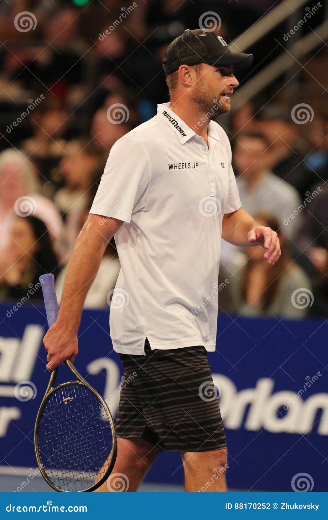 Grand Slam Champion Andy Roddick Of United States In Action During Bnp Paribas Showdown 10th