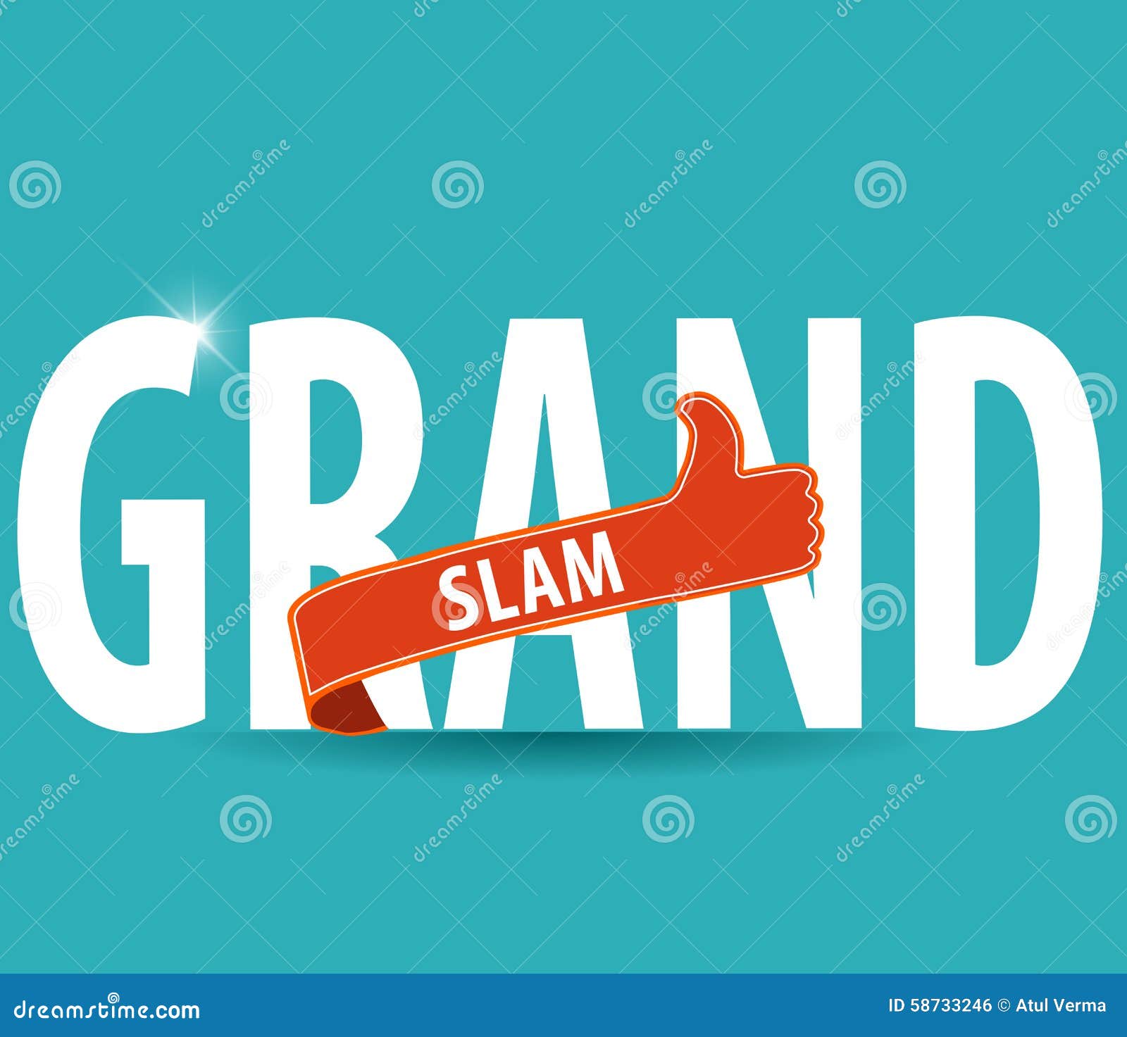 Grand Slam Typography with Thumbs Up and Bright Background Stock Vector ...