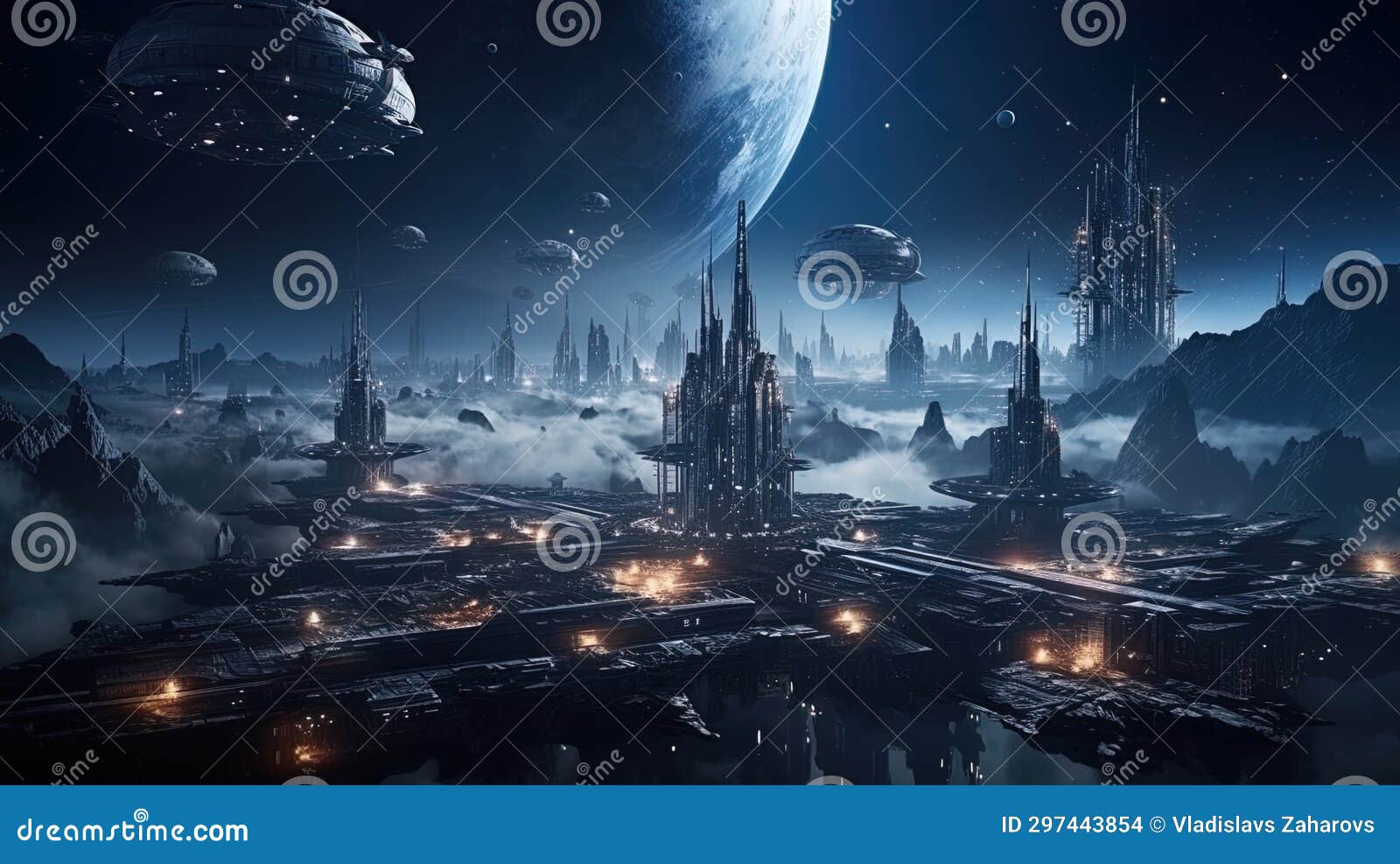 Grand Space Hub, Encircled by Cosmic Structures, Evokes a Floating City ...