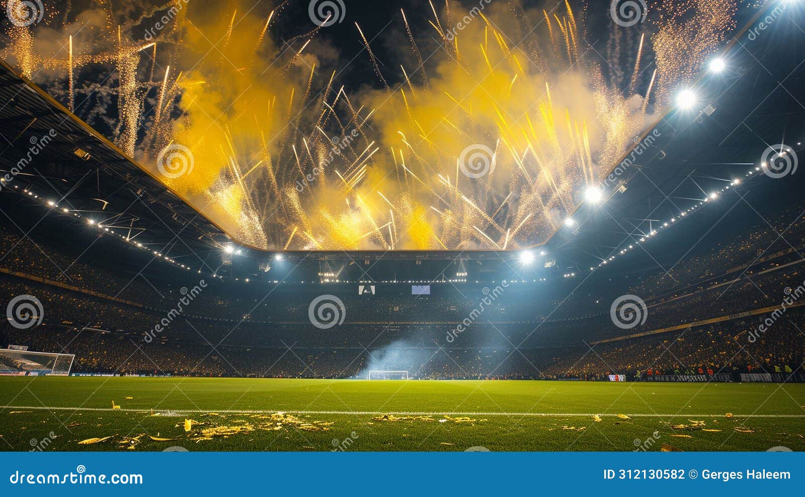 Large Stadium Filled with Fireworks Stock Illustration - Illustration ...