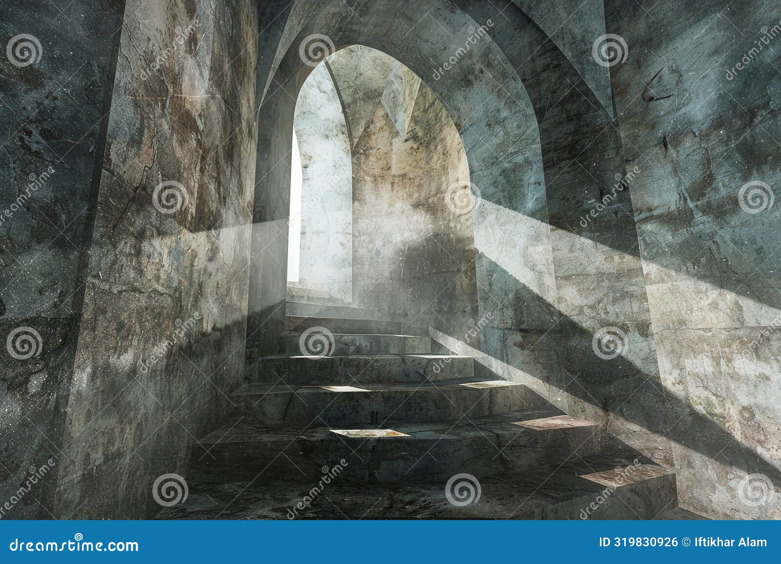 A Grand Staircase Inside a Castle, Showcasing Intricate Architecture ...