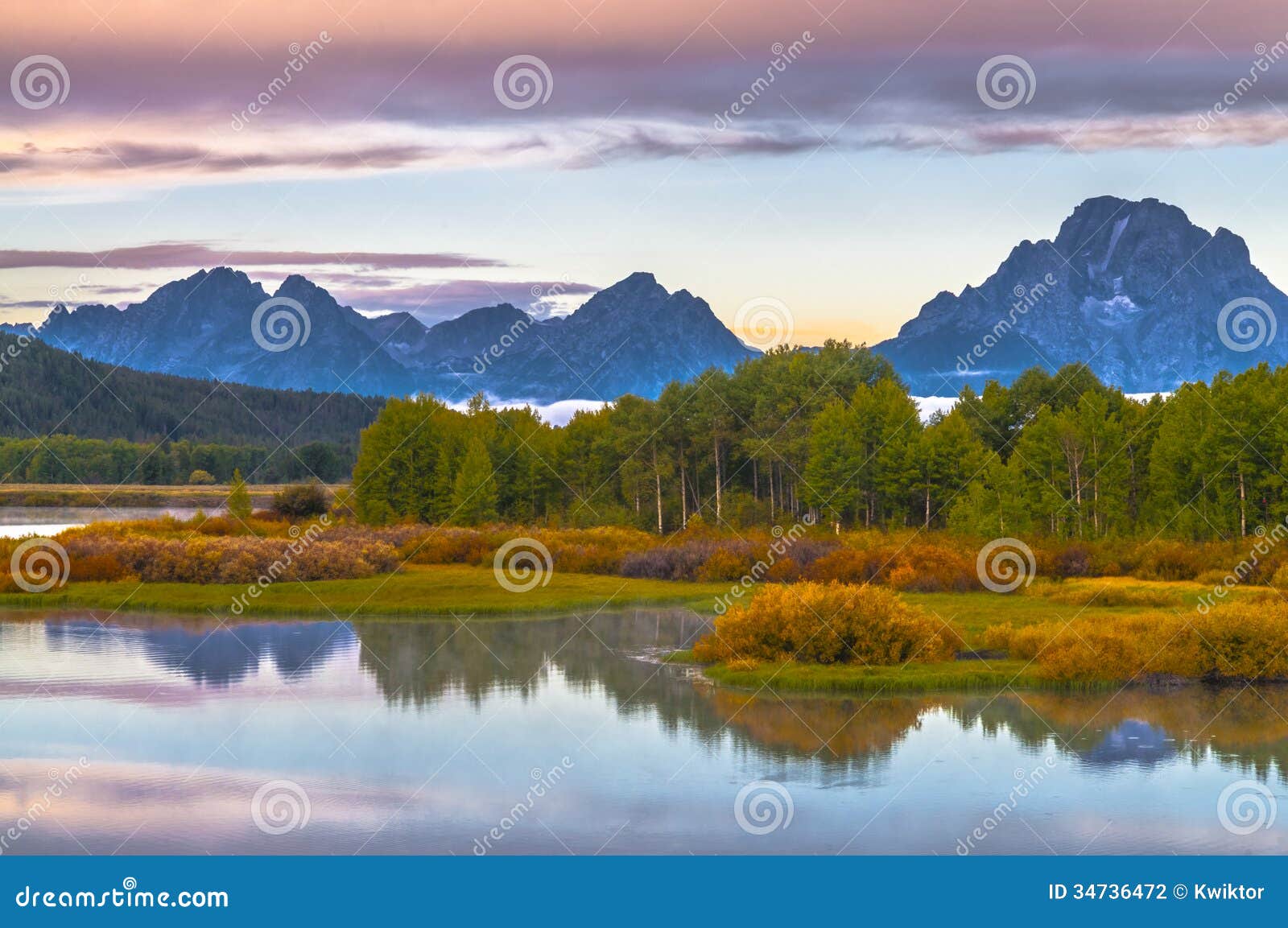 Grand Teton Reflection at Sunrise Stock Photo - Image of landscape ...