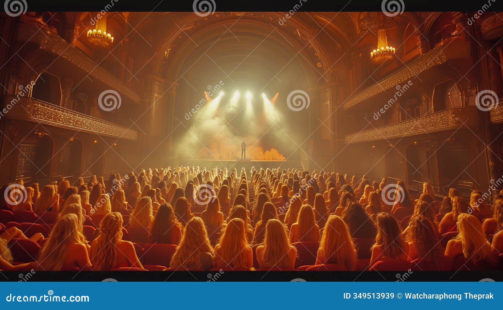 Grand Theater Performance with Captivated Audience Stock Illustration ...