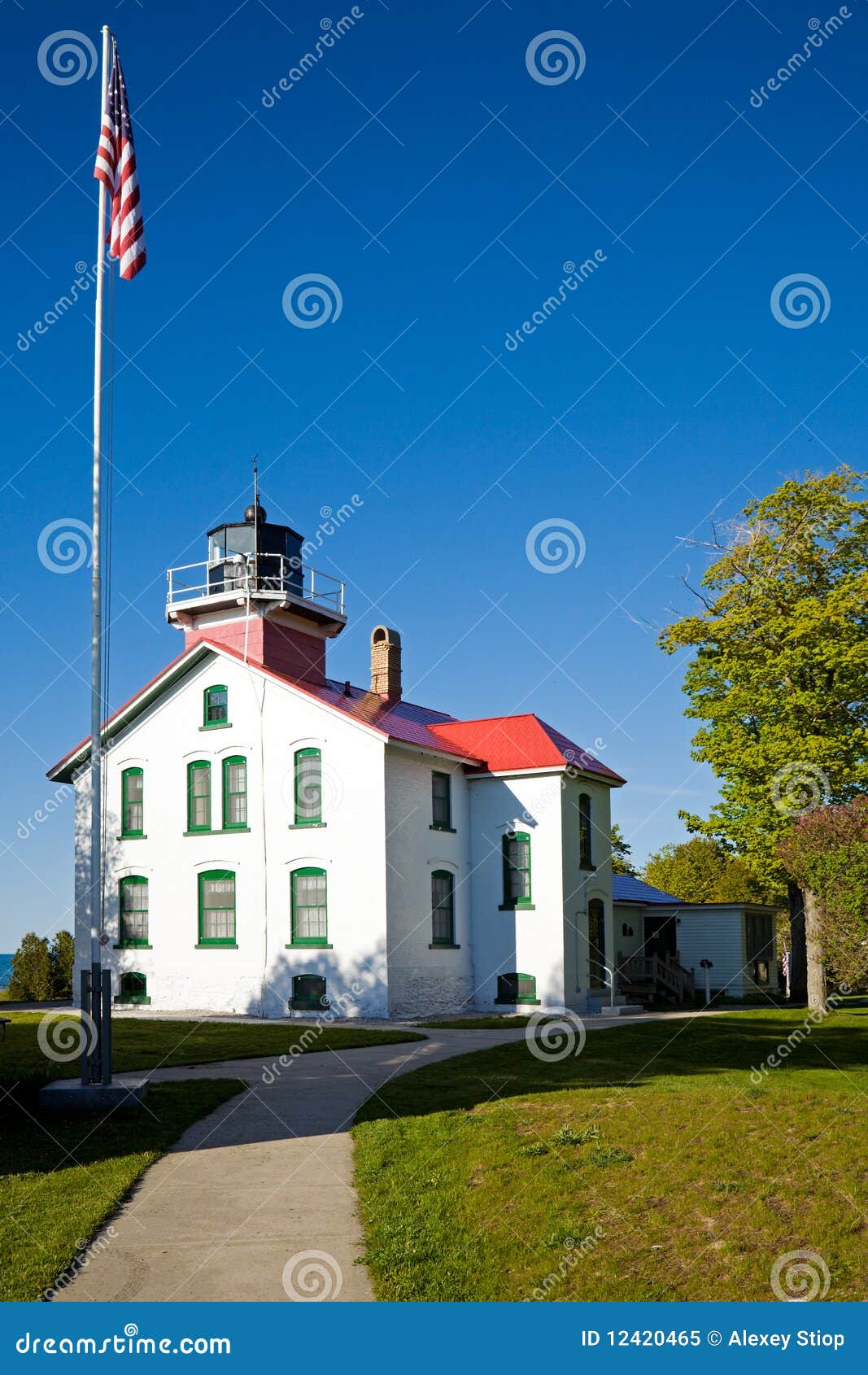 Grand Traverse Lighthouse stock image. Image of lakes - 12420465