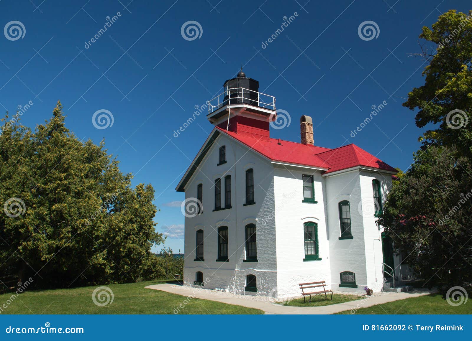 Grand Traverse Lighthouse stock photo. Image of house - 81662092