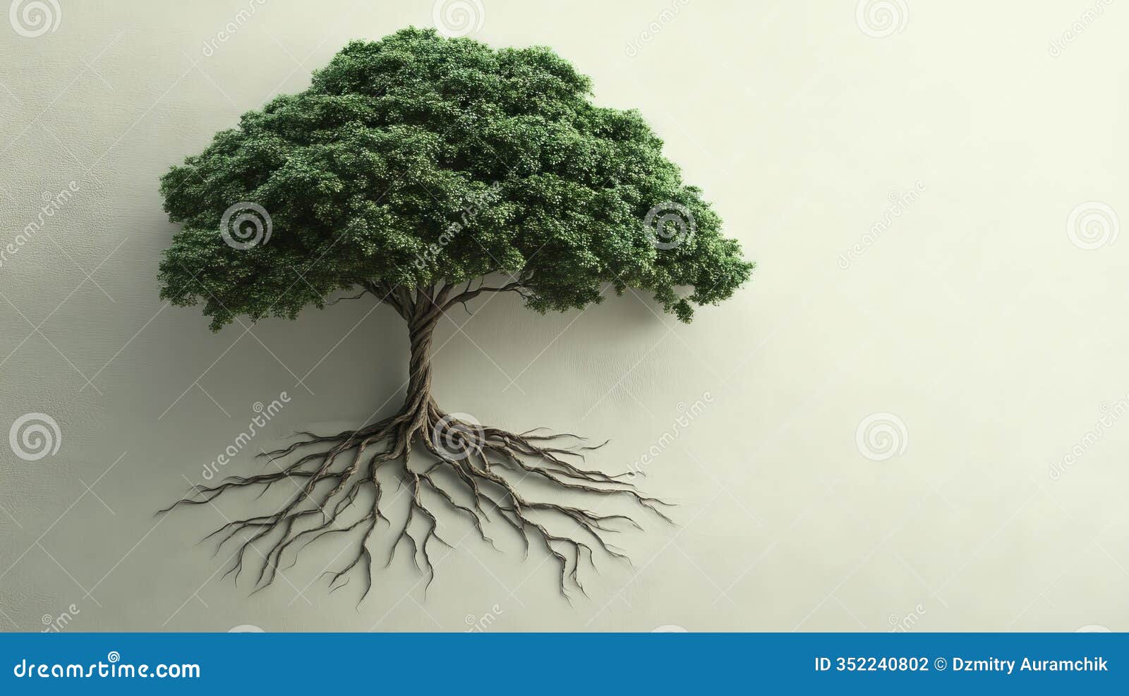A Grand Tree with Visible Roots in a Simple, Uncluttered Environment ...
