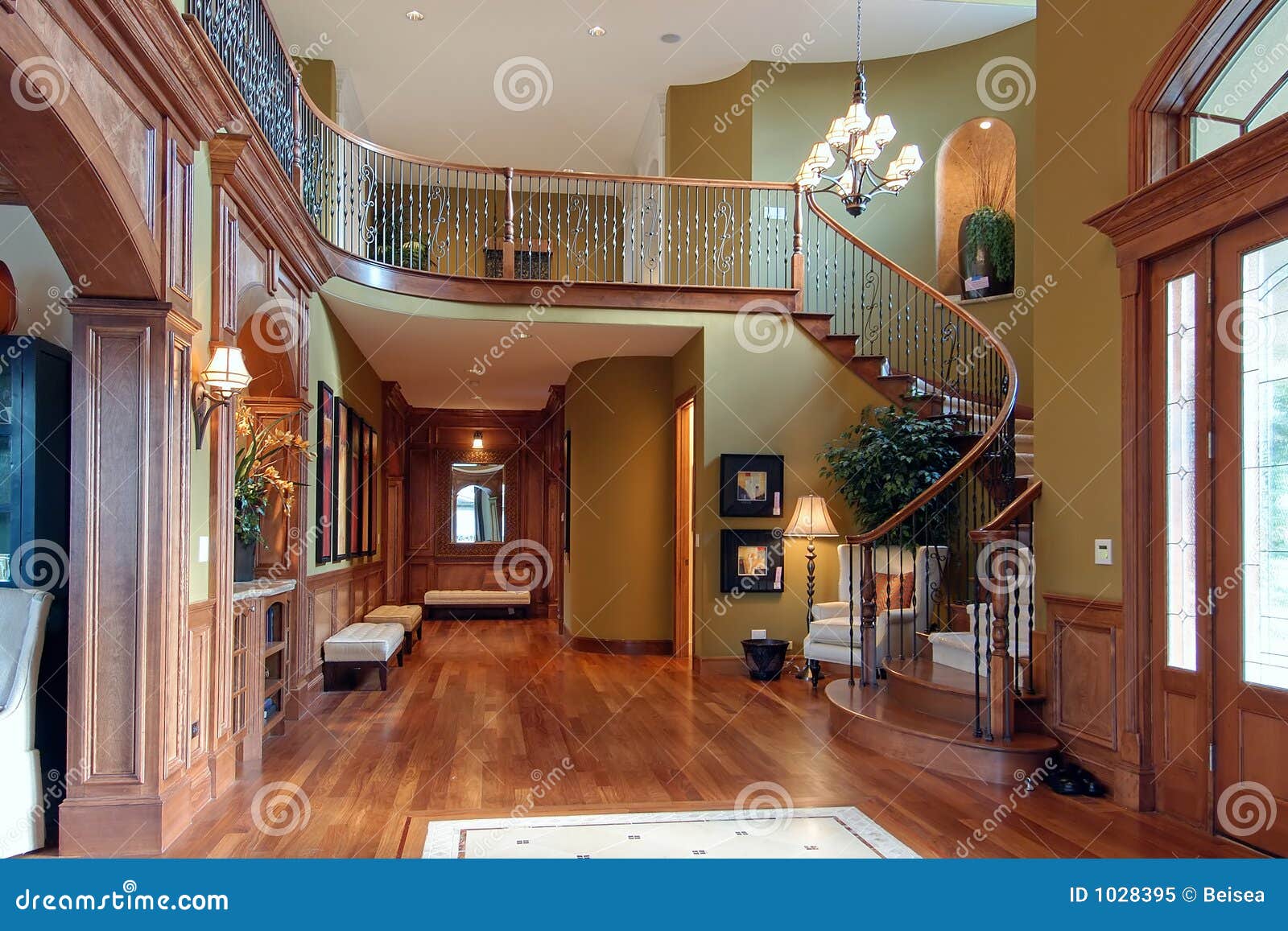 Grand View of a Luxury House Stock Image - Image of lighting, rail: 1028395