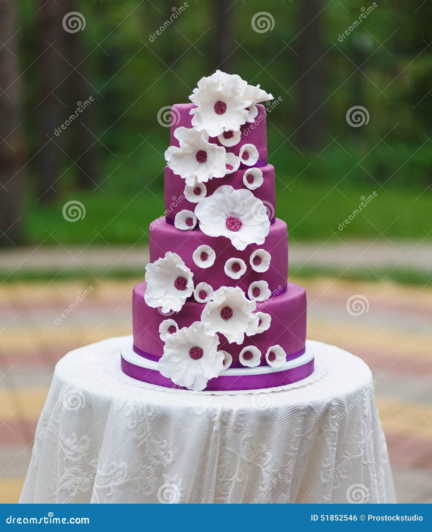 Grand Wedding Cake with Flowers Stock Photo - Image of floral, catering ...