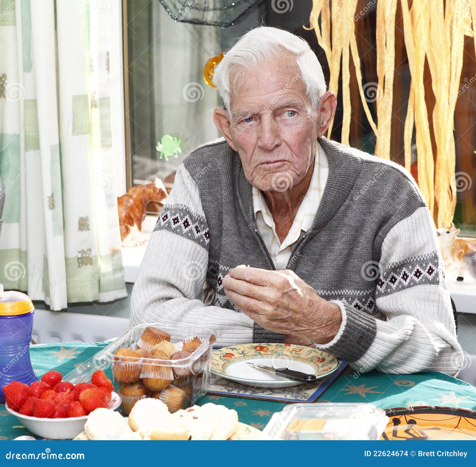 Elderly man eating stock photo. Image of home, table - 22624674