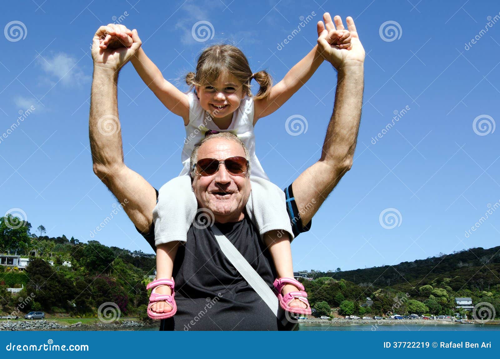 Granddad Carry His Grandchild Stock Image - Image of grandfather ...