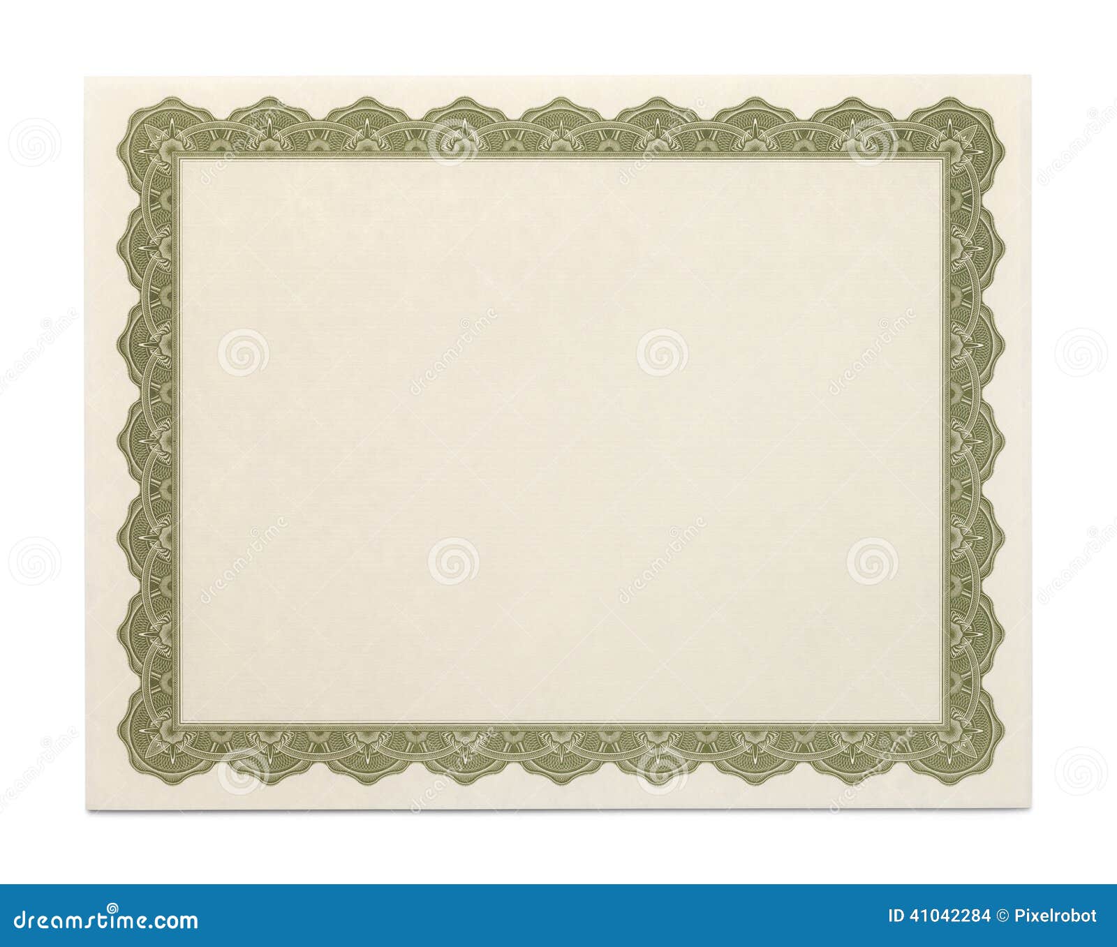 Grande Certificato in Bianco Fotografia Stock - Immagine di valuta ...