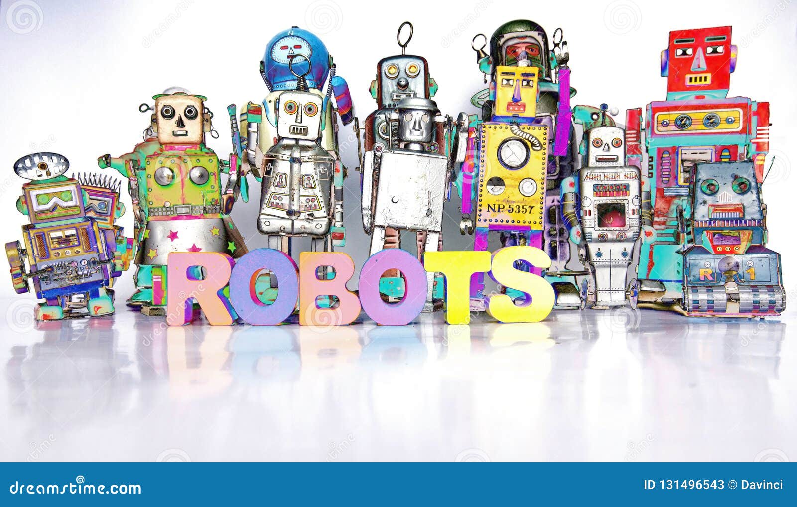 Grande Famille Des Robots Avec Des Mots ROBOTS De Thw Image stock ...