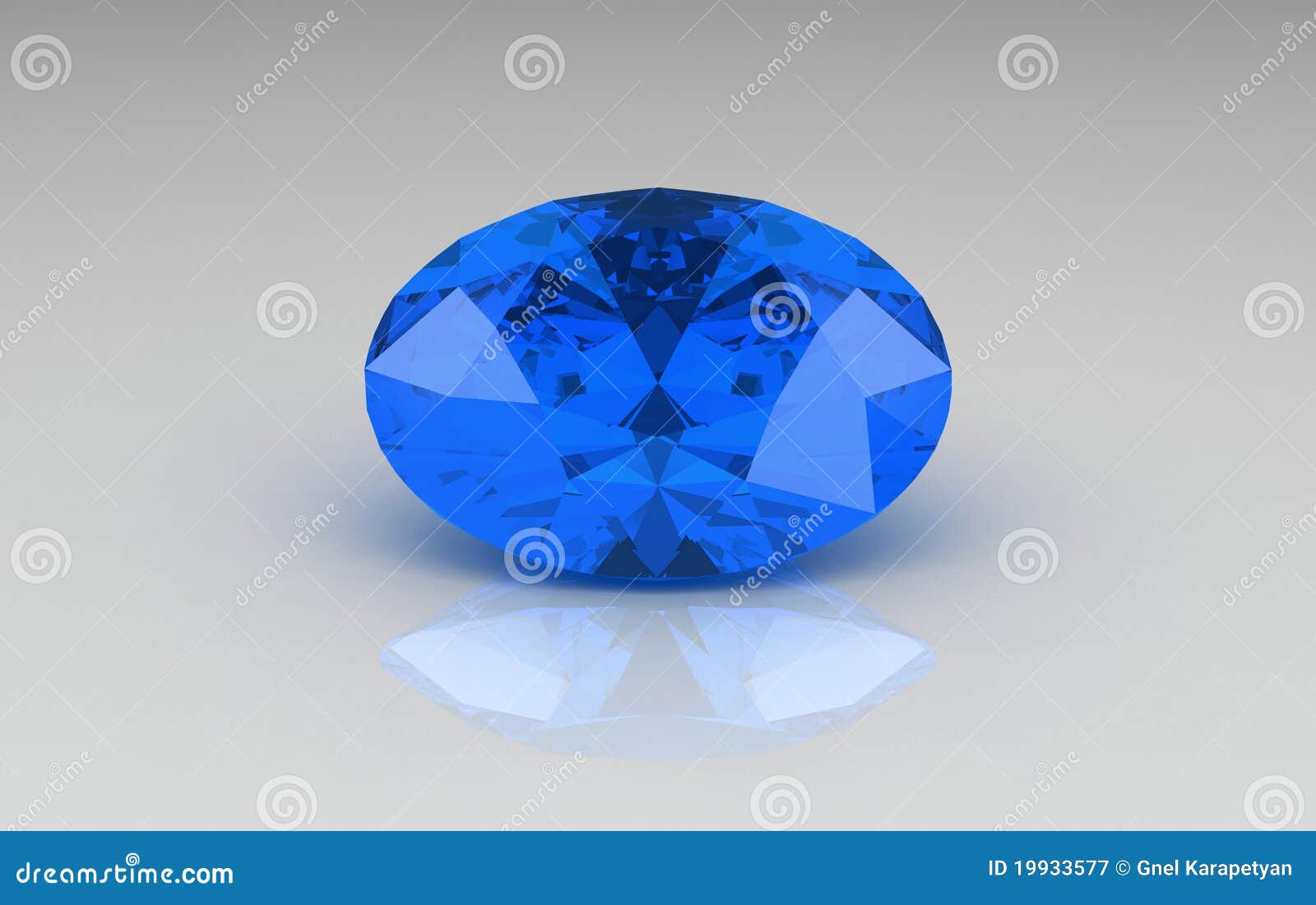 Grande Gemstone Azul Oval Da Safira Ilustração Stock - Ilustração de ...