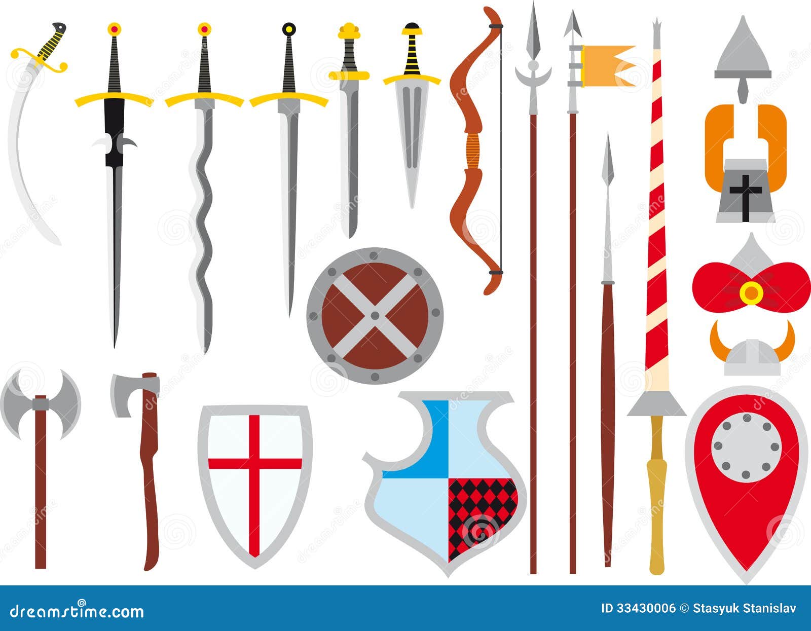 Grande Insieme Delle Armi Medievali Illustrazione Vettoriale ...