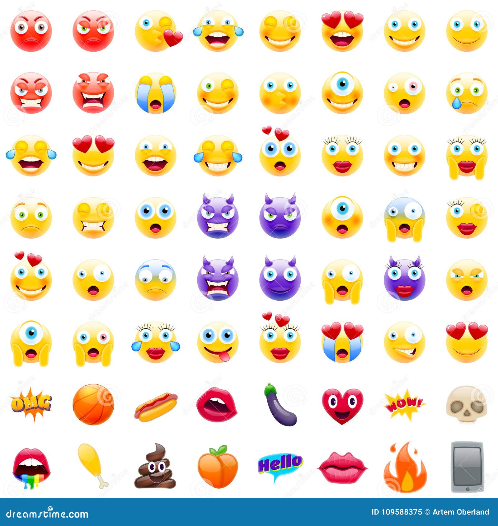 Grande Insieme Di Emojis Moderno Illustrazione Vettoriale ...