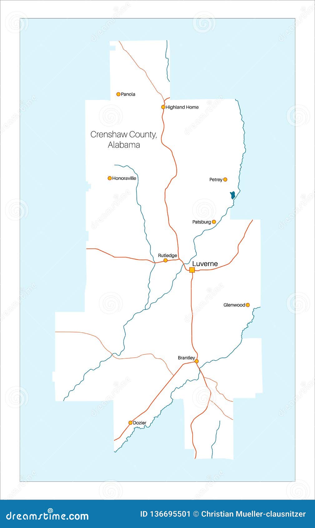 Grande Mapa De Crenshaw County Em Alabama Ilustração do Vetor ...