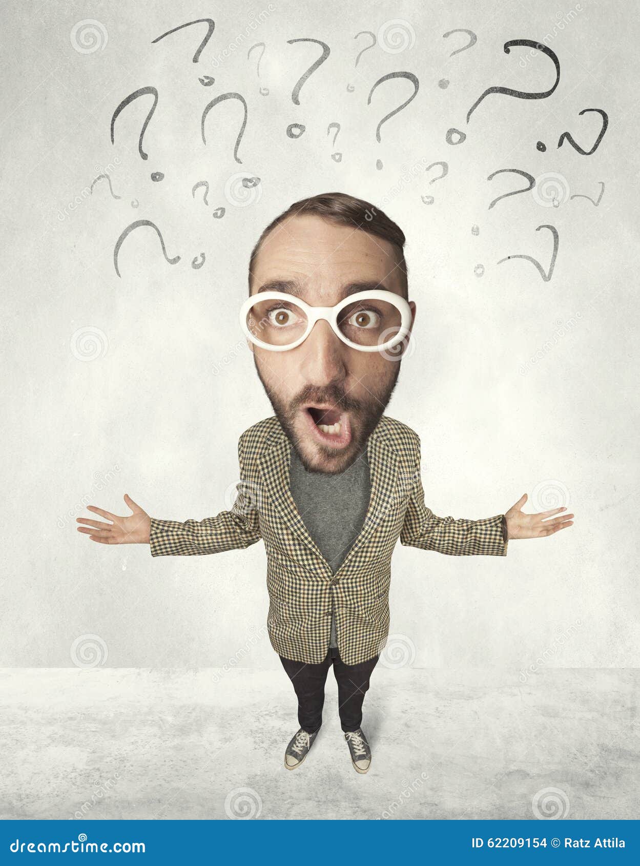 Grande Personne Principale Avec Des Points D'interrogation Photo stock ...