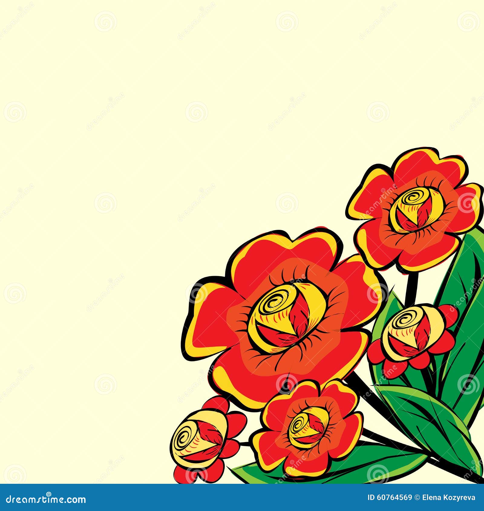 Grandes fleurs rouges illustration stock. Illustration du carte - 60764569