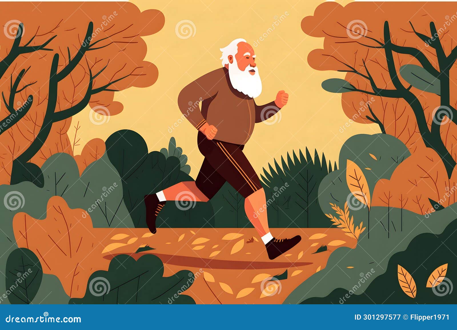 Old Man Grandpa Runs Vector Illustration | CartoonDealer.com #166315698