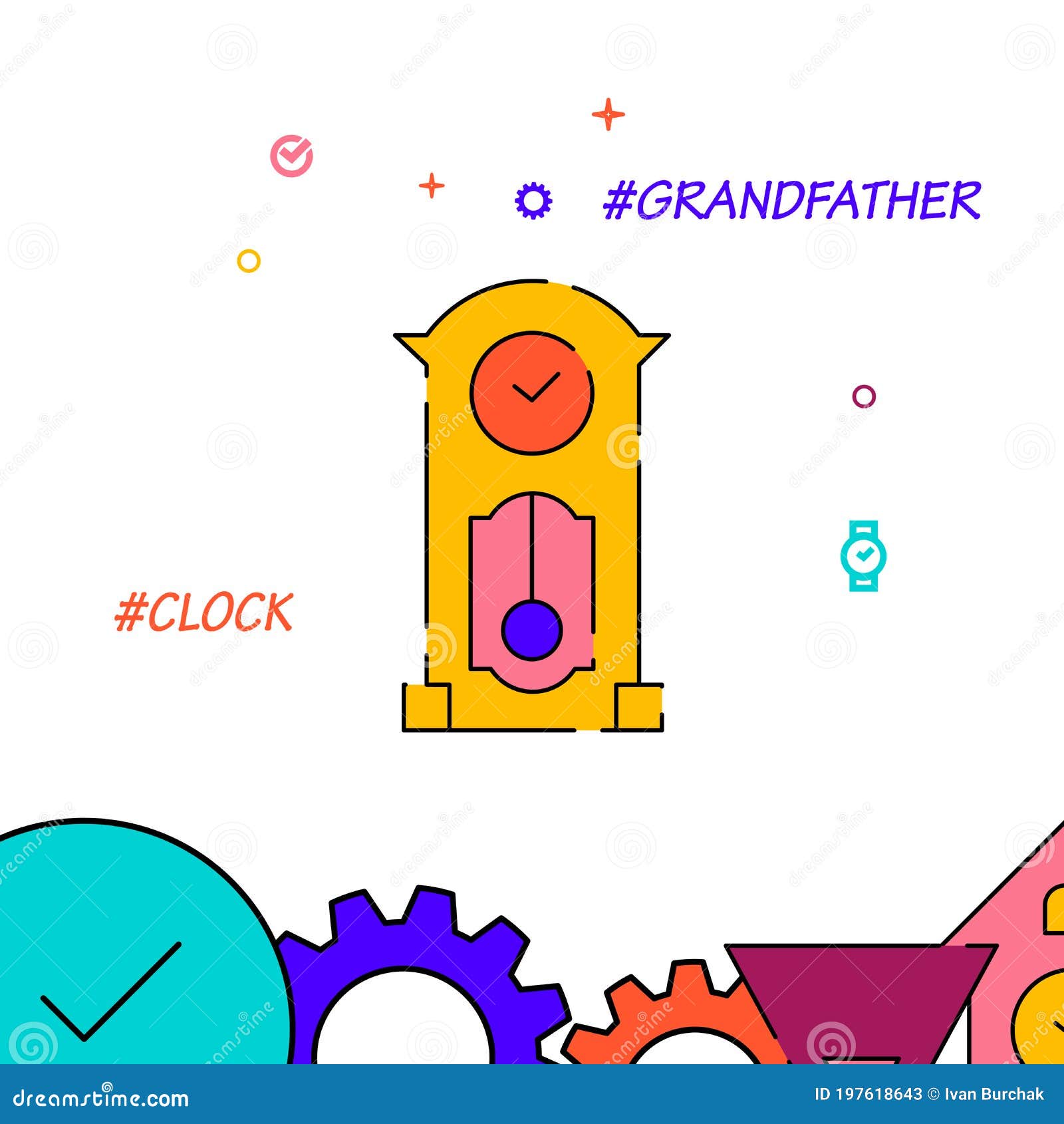 Grandfather Clock Filled Line Icon, Simple Illustration Stock Vector ...