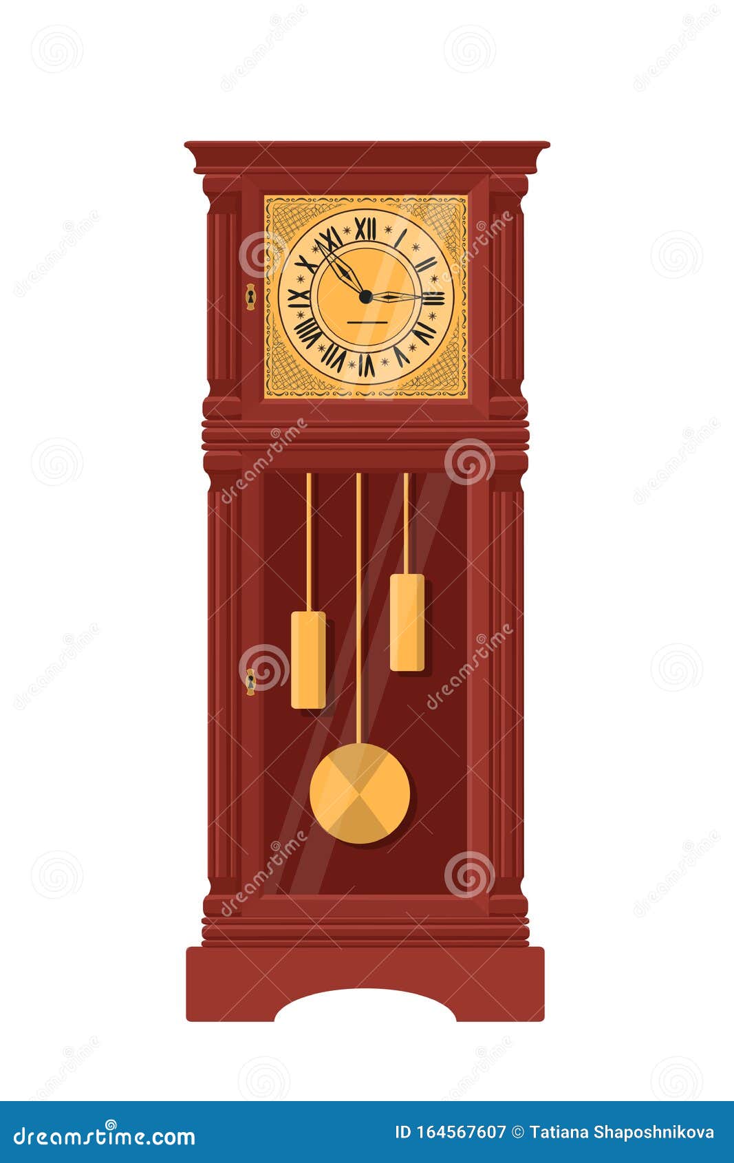 Grandfather Clock. Realistic Clock Isolated on White Background Stock ...