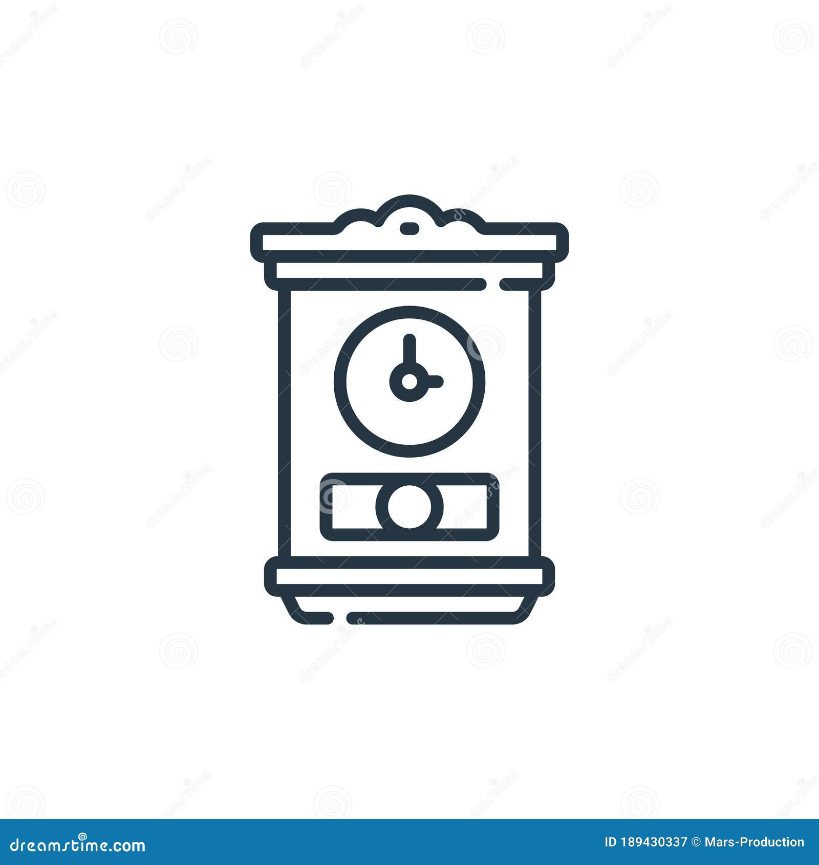 Grandfather Clock Vector Icon Isolated on White Background. Outline ...